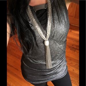 Cache | Tops | Cache Metallic Top Necklace | Poshmark